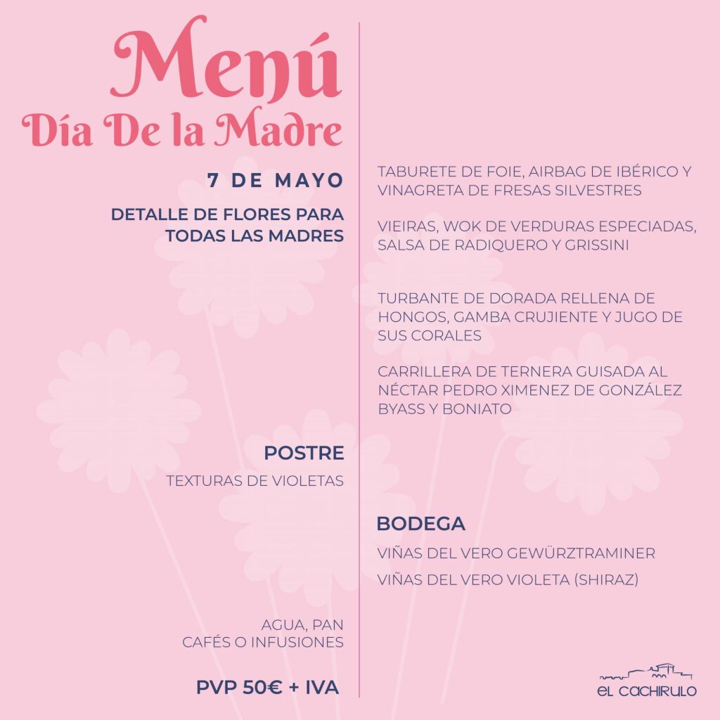 MENÚ DÍA DE LA MADRE - eventos.elcachirulo.es